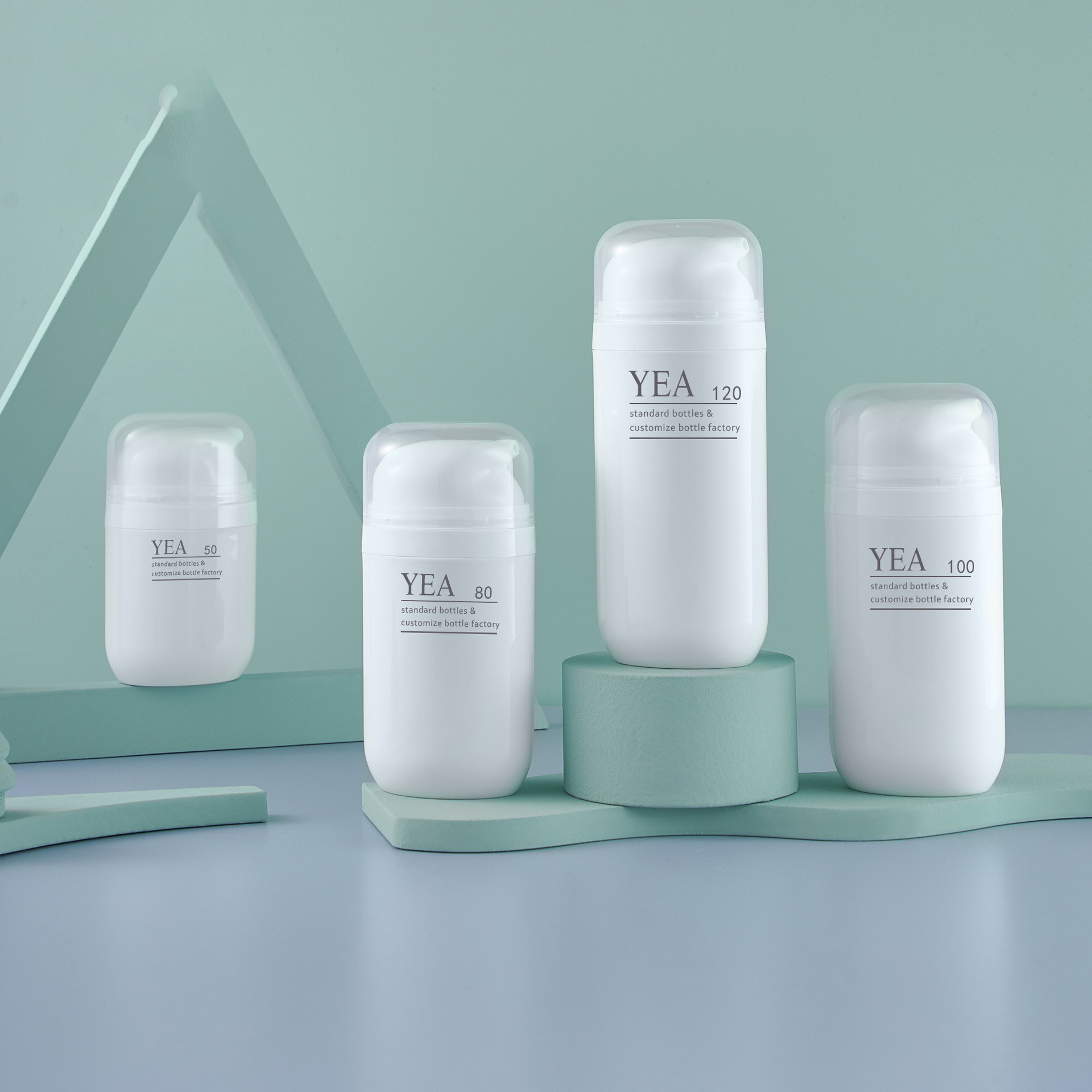 50ml/80ml/100ml/120ml white smooth PP bottle with white/blue ...